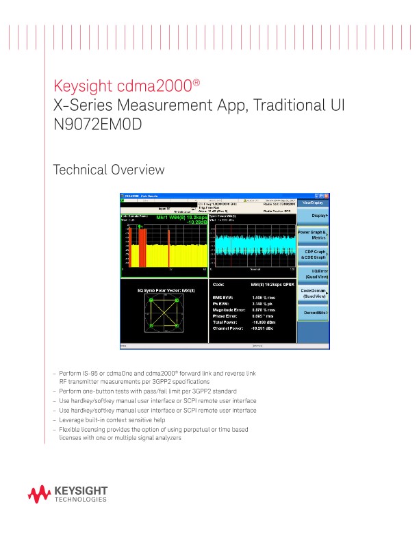 cdma2000® X-Series Measurement App, Traditional UI N9072EM0D PDF Asset Page | Keysight